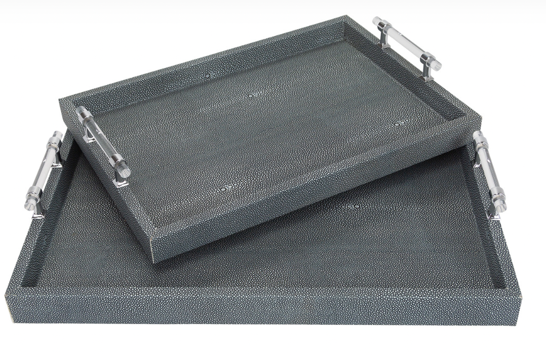 SInatra Gray Shagreen Tray - 2 sizes – The Tempting Table